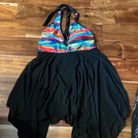 Swim | New Med Swimtop Multicolor Bra Top W Black Mesh | Poshmark